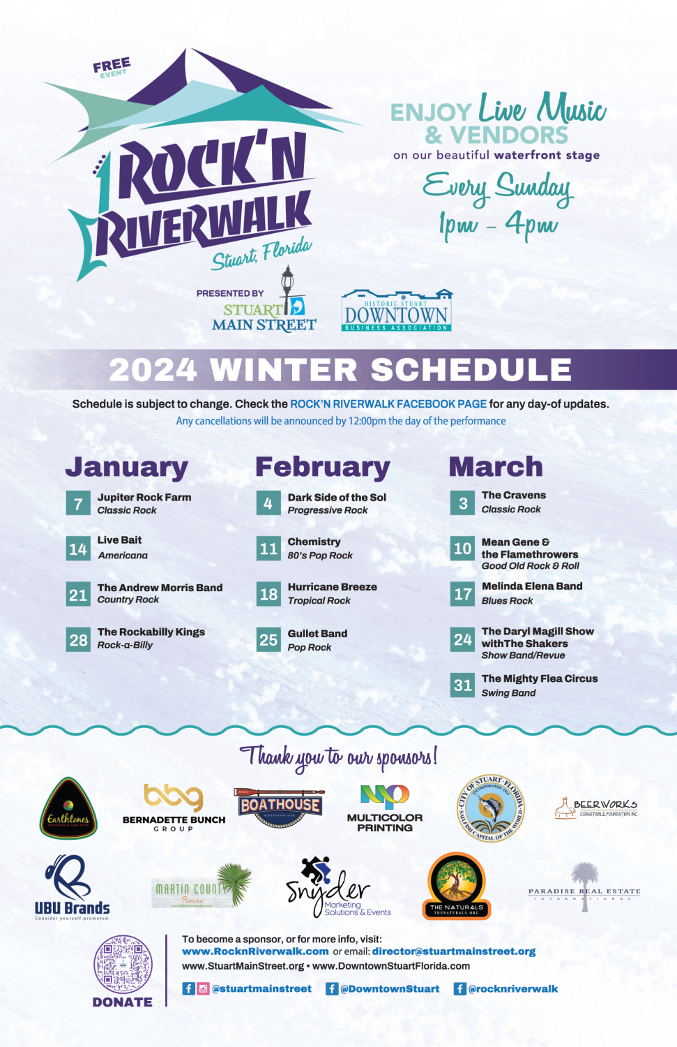 Rock’n Riverwalk- weekly concert series – Stuart Main Street